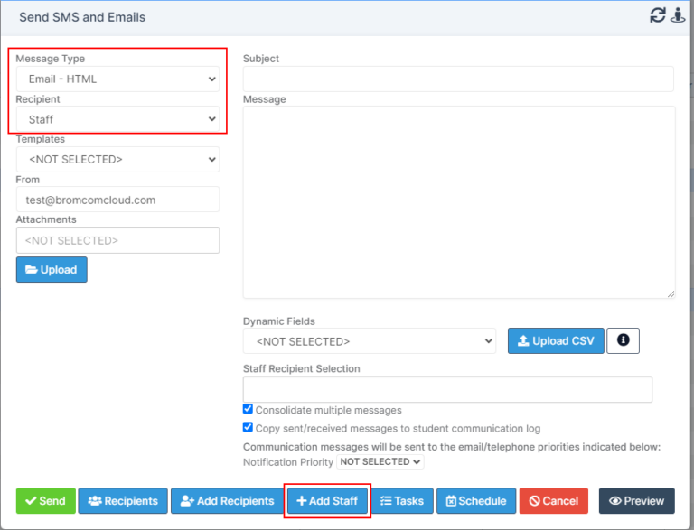 How to Send an SMS Message or Email – Bromcom – Documentation Centre
