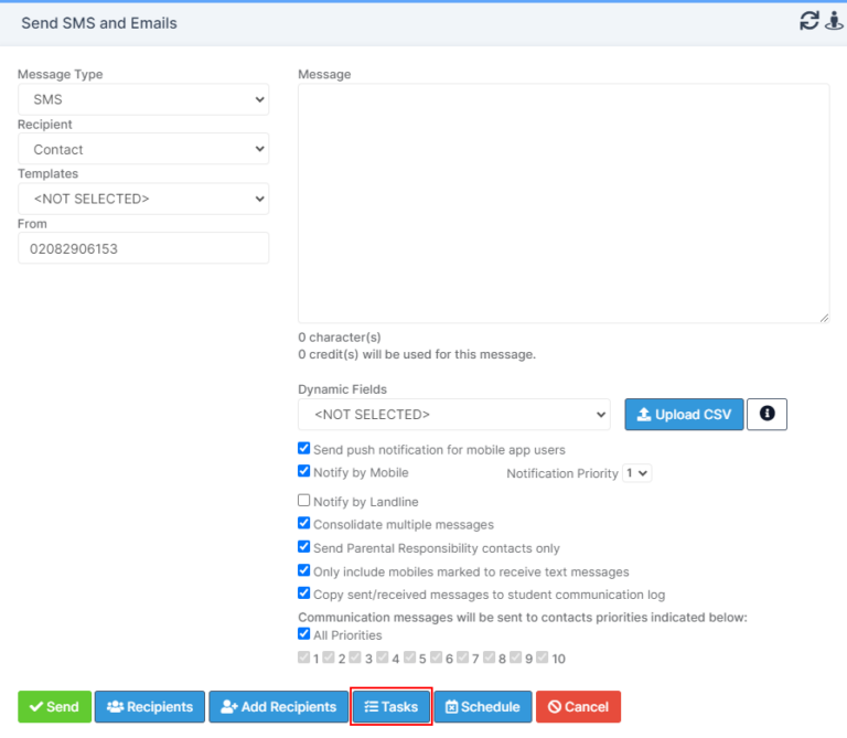 How to Send an SMS Message or Email – Bromcom – Documentation Centre
