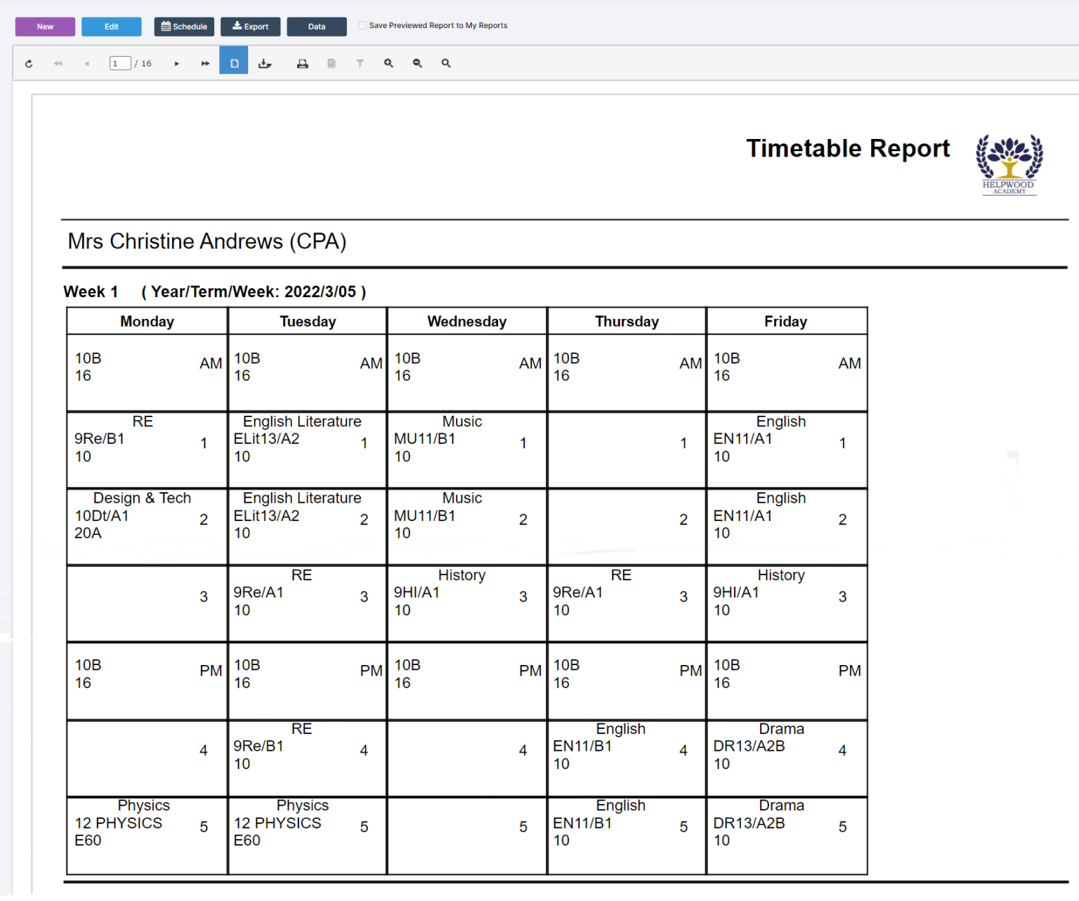 How to Run the Timetable Report for Staff – Bromcom – Documentation Centre