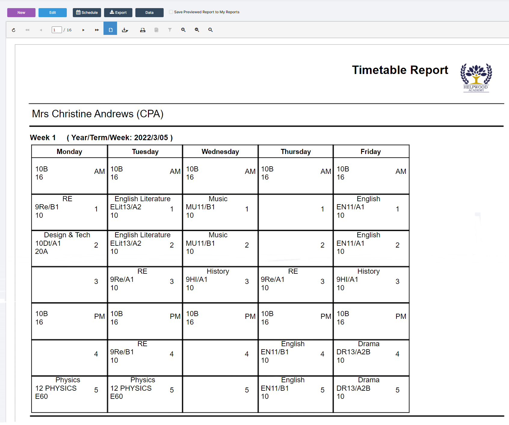 How to Run the Timetable Report for Staff – Bromcom – Documentation Centre