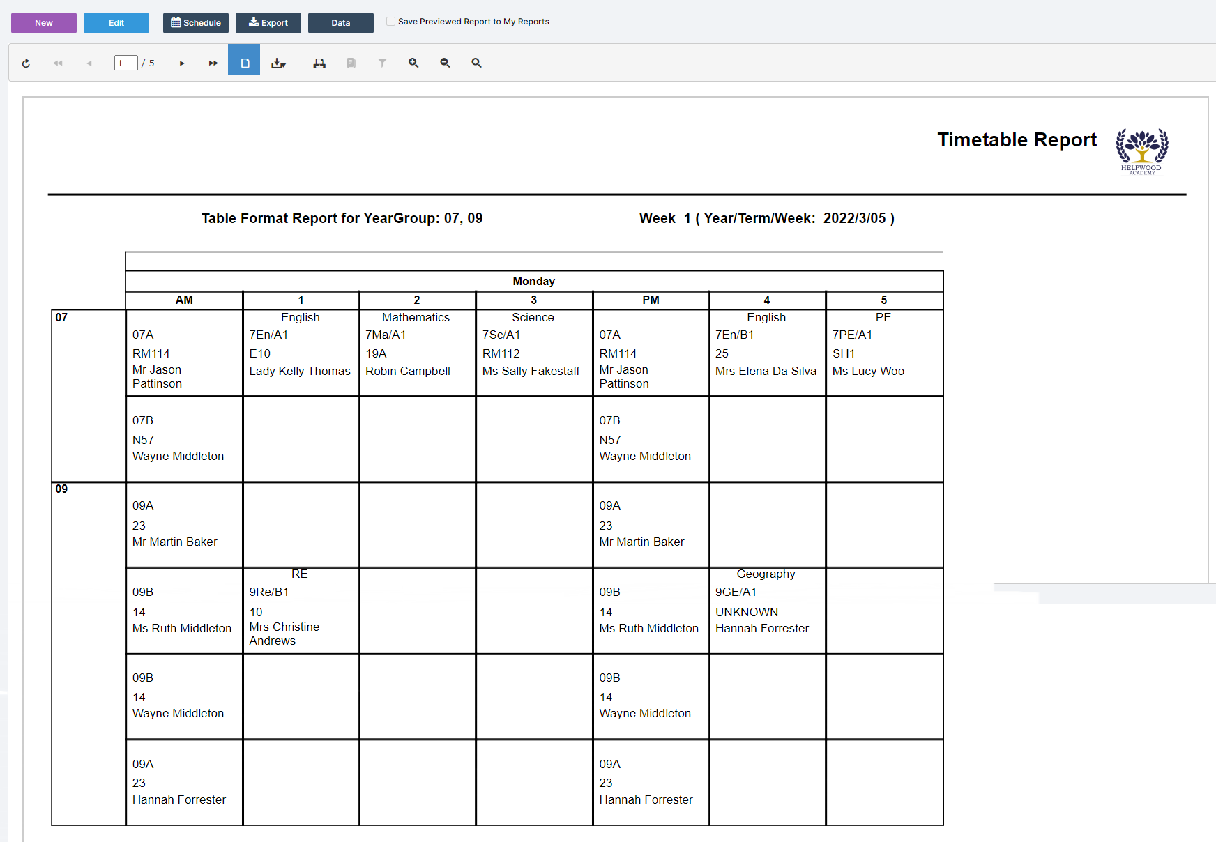How to Run the Timetable Report for Years – Bromcom – Documentation Centre