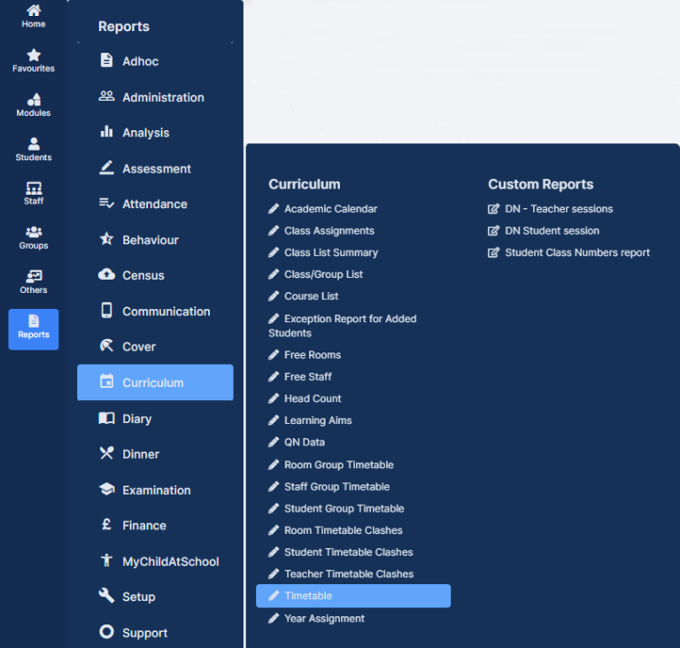 How to Run the Timetable Report for Students – Bromcom – Documentation Centre