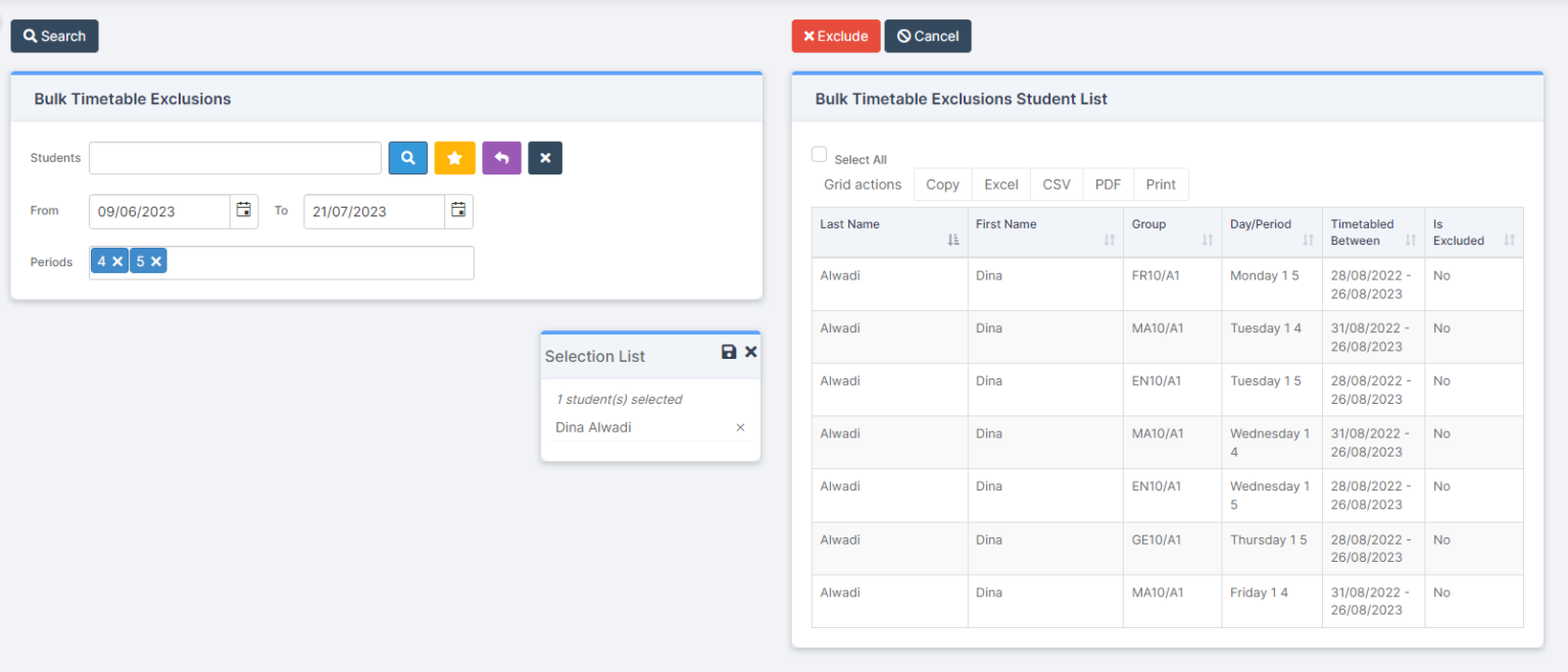 How to use Bulk Timetable Exclusions – Bromcom – Documentation Centre