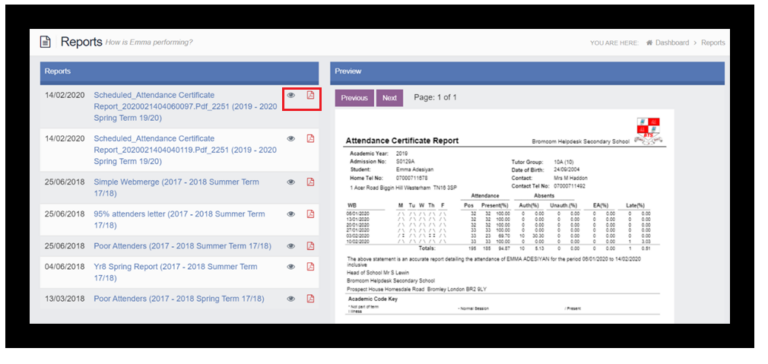How to view Reports in MCAS – Bromcom – Documentation Centre