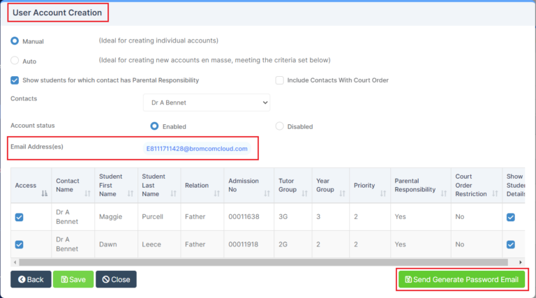 MCAS User Accounts changes to MIS – Bromcom – Documentation Centre