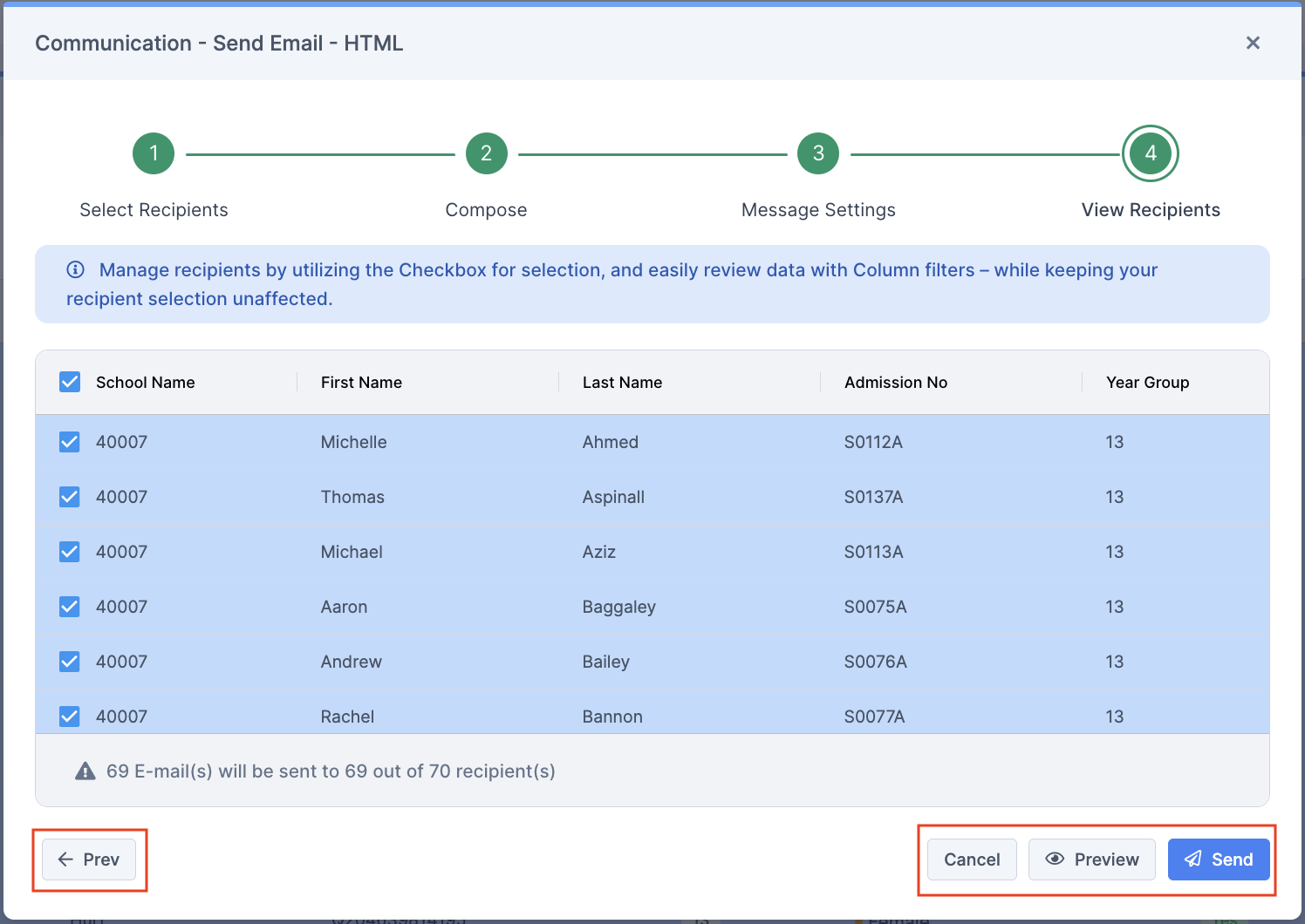 How to send Email and SMS messages from the Student List in Vision ...