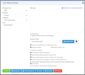 How to Send an SMS Message or Email – Bromcom – Documentation Centre