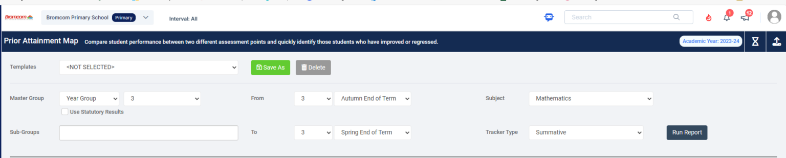 How to use Primary Tracker Prior Attainment Map – Bromcom – Documentation Centre