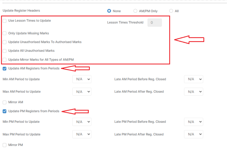 How to use Register Update Parameters – Bromcom – Documentation Centre