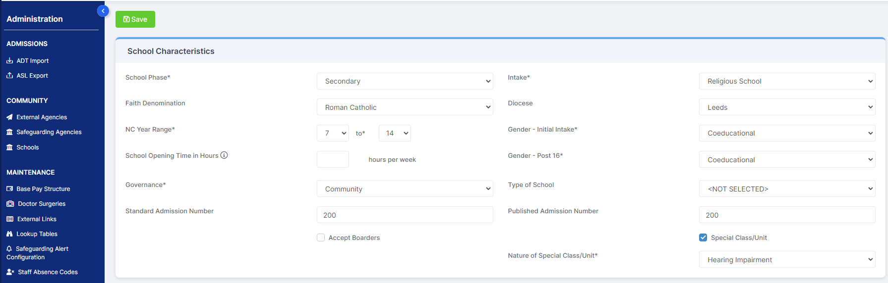 How to Manage School Characteristics – Bromcom – Documentation Centre