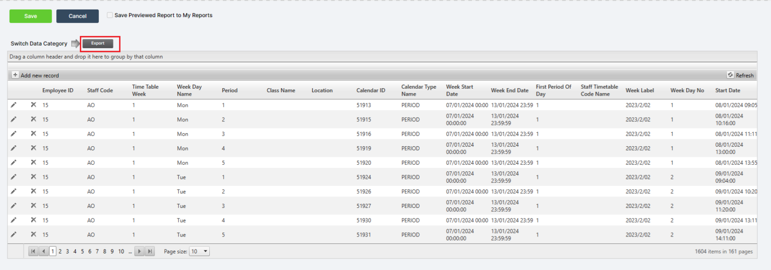 How to report on number of lessons per week for Teaching Staff ...