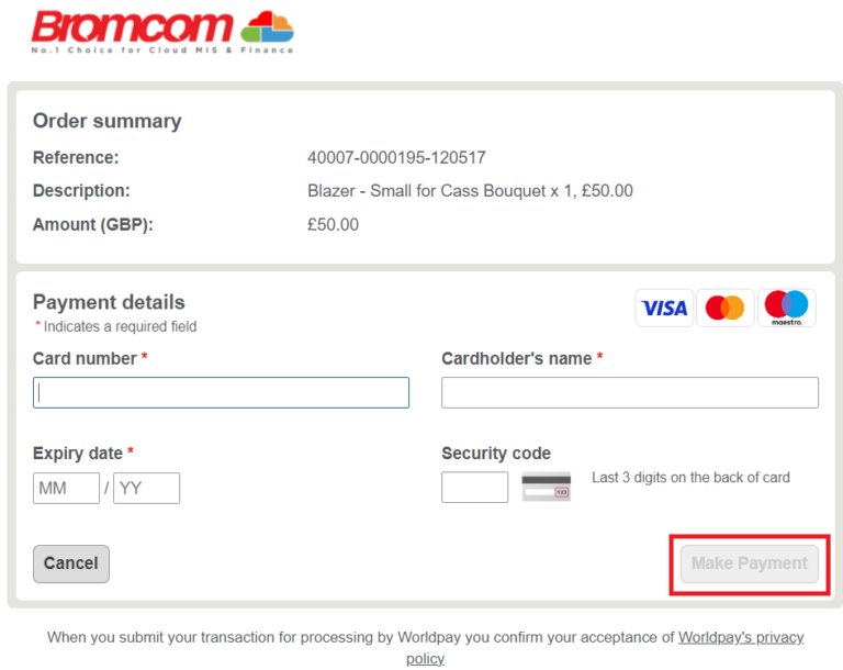 How to Save Card Details for future use within MCAS – Bromcom ...