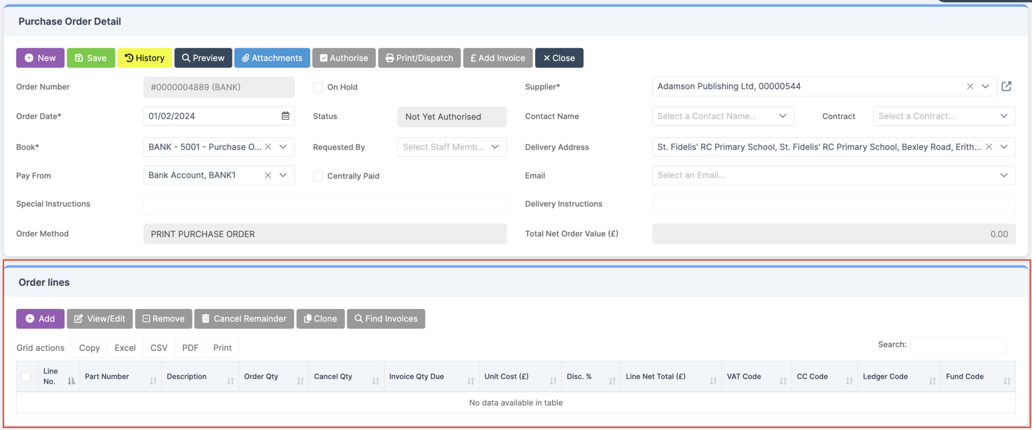 How to Create a New Purchase Order – Bromcom – Documentation Centre
