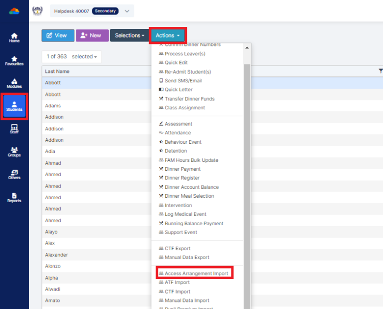 How to Import Access Arrangements in Bulk – Bromcom – Documentation Centre