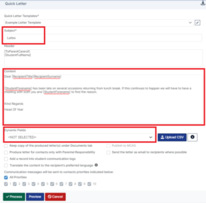 How to use Quick Letter – Bromcom – Documentation Centre