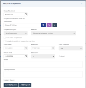 How to add Suspensions to a Student – Bromcom – Documentation Centre