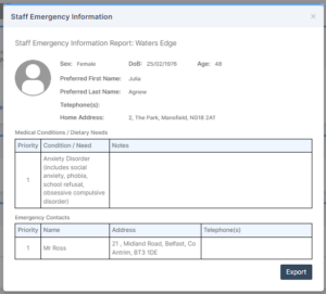 How to View Staff Emergency Information – Bromcom – Documentation Centre