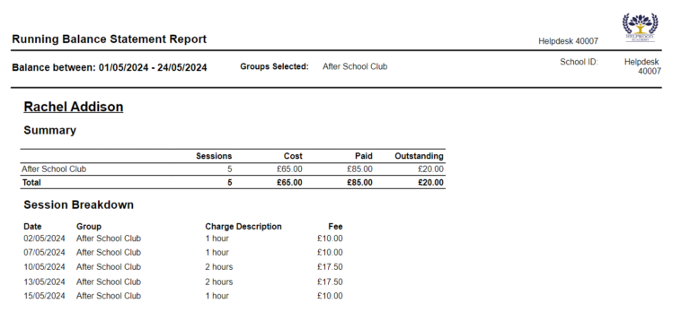 How To Use The Running Balance Statement Report – Bromcom ...