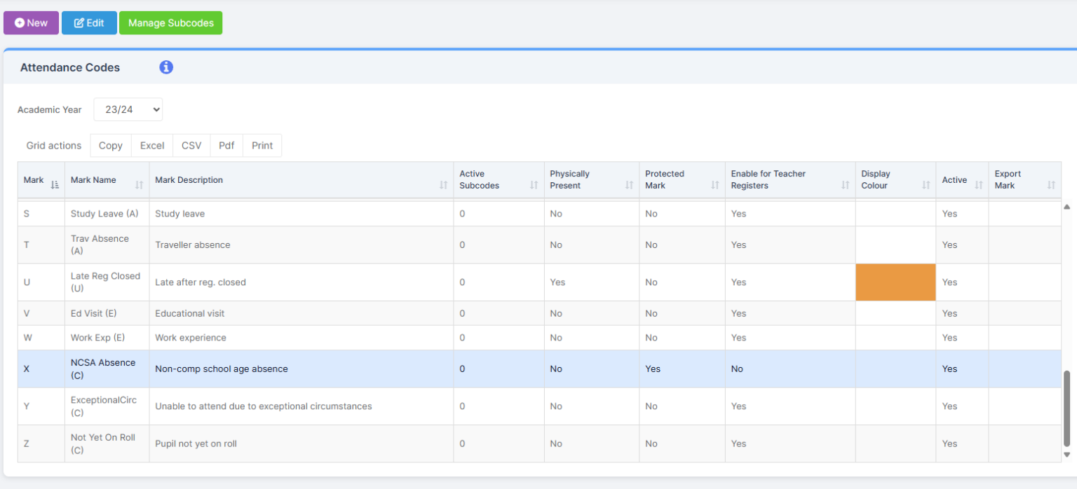 How to Add a new Attendance Subcode – Bromcom – Documentation Centre