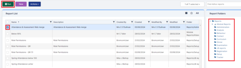 How to use Quick Reports to Create a Web Merge Document – Bromcom – Documentation Centre
