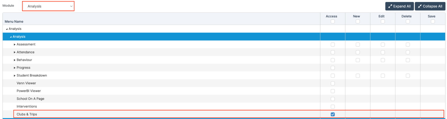 How to run the Clubs & Trips Analysis page – Bromcom – Documentation Centre