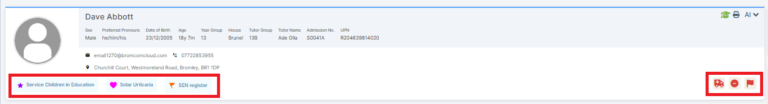 How to use Quick Icons on Student Record – Bromcom – Documentation Centre
