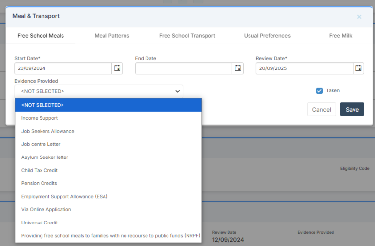How to add FSM Eligibility to a Student – Bromcom – Documentation Centre