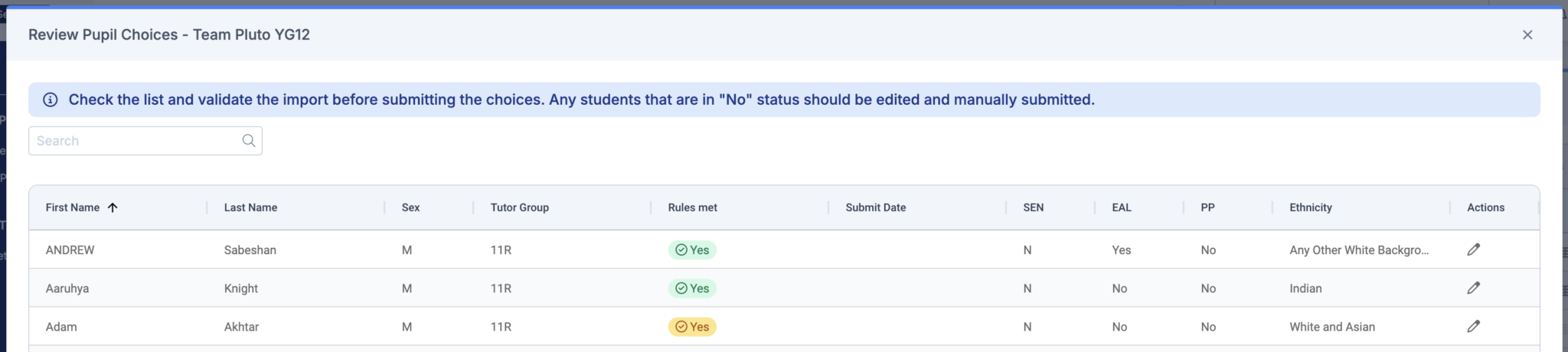 How to use the Review Pupil Choices page – Bromcom – Documentation Centre