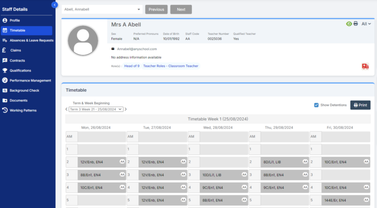 How to locate items in the Staff Profile – Bromcom – Documentation Centre