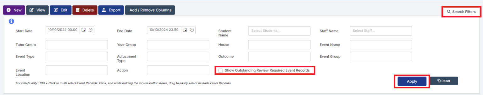 How to Use Require Record Review for Behaviour Events. – Bromcom – Documentation Centre