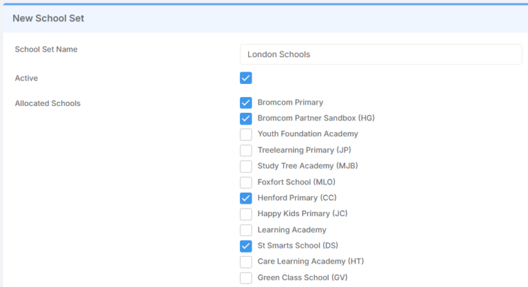 How to set up School Sets in Vision – Bromcom – Documentation Centre