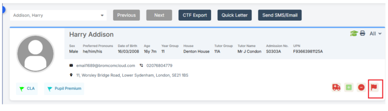 How to use Quick Icons on Student Record – Bromcom – Documentation Centre