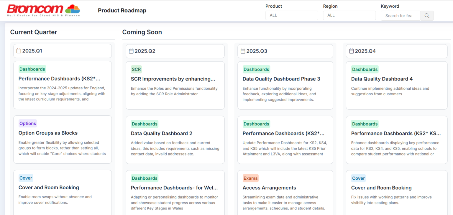 Bromcom Roadmap – Bromcom – Documentation Centre