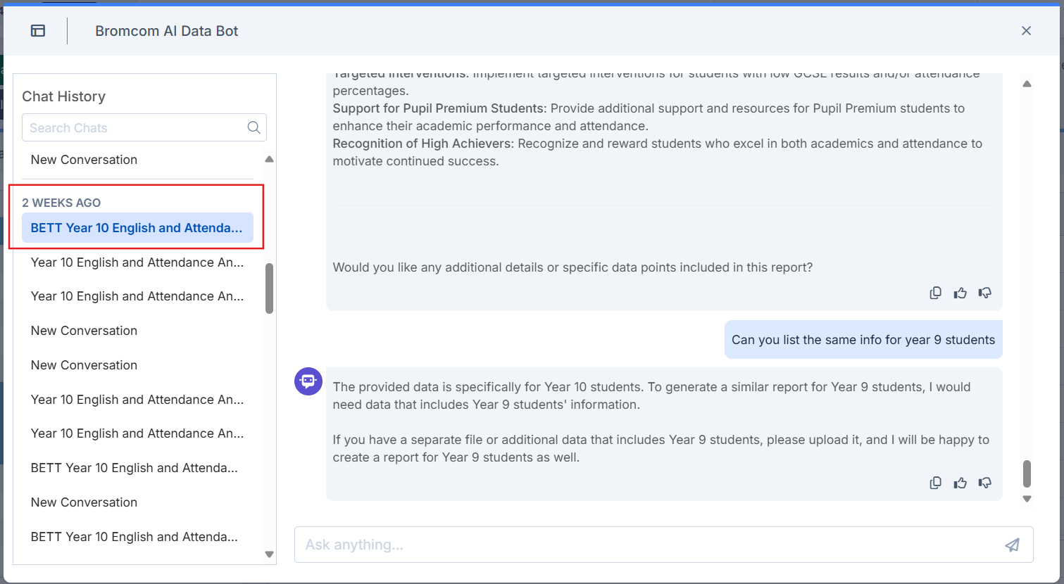 How to Use Bromcom AI Bot in Quick Reports – Bromcom – Documentation Centre