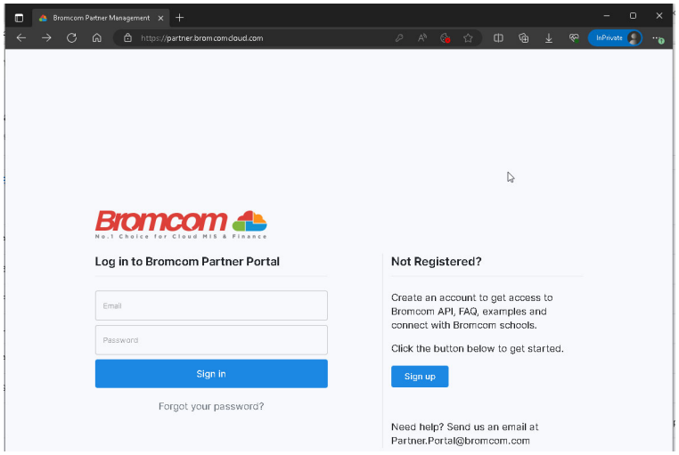 Partner Registration and Login Process – Bromcom – Documentation Centre