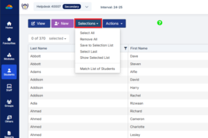 How To Use Selections On The Student List – Bromcom – Documentation Centre