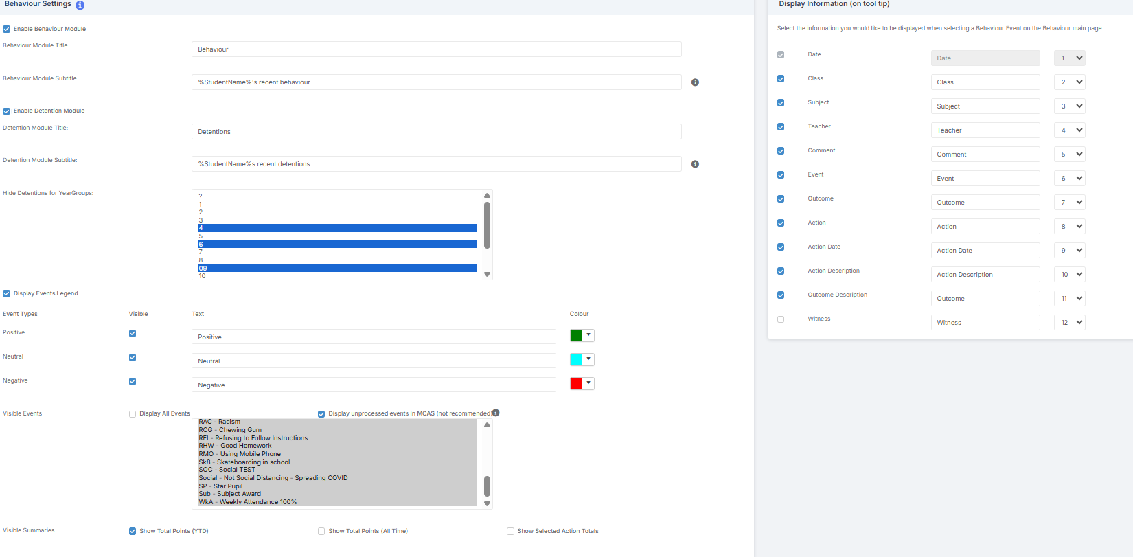 How to Setup Behaviour Configurations for MyChildAtSchool – Bromcom – Documentation Centre