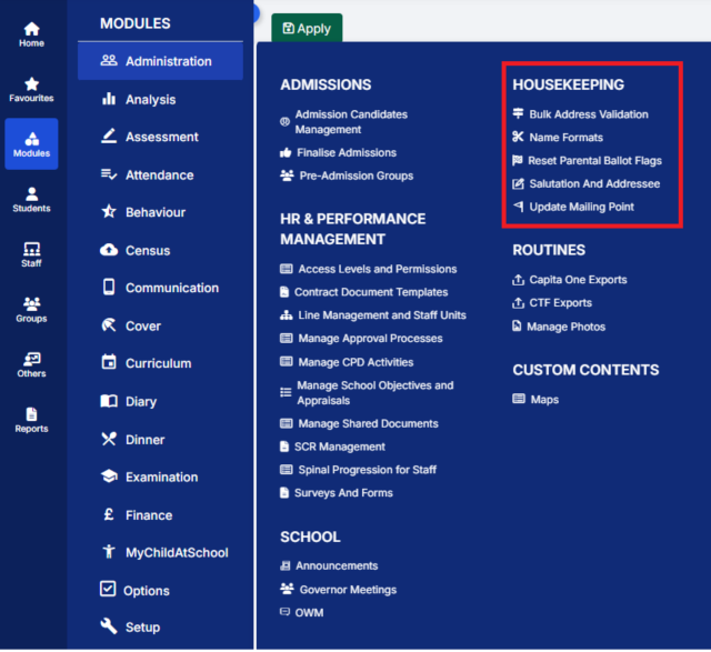 How to carry out Administration Housekeeping tasks – Bromcom ...