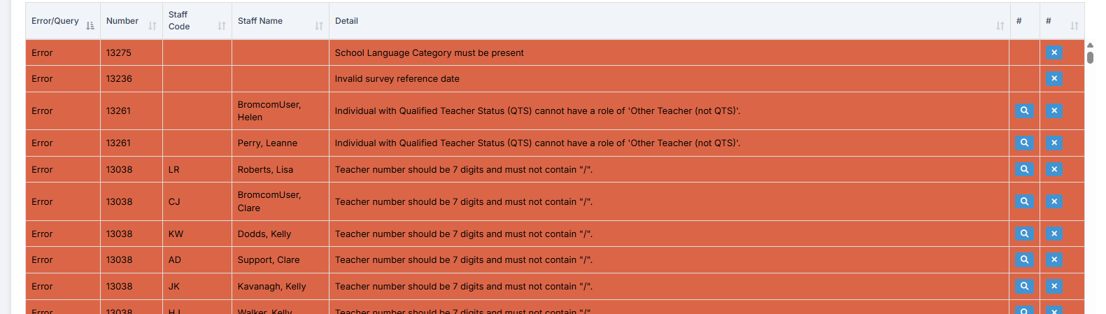 Wales School Workforce Annual Census (SWAC) Error Resolution Guide – Bromcom – Documentation Centre