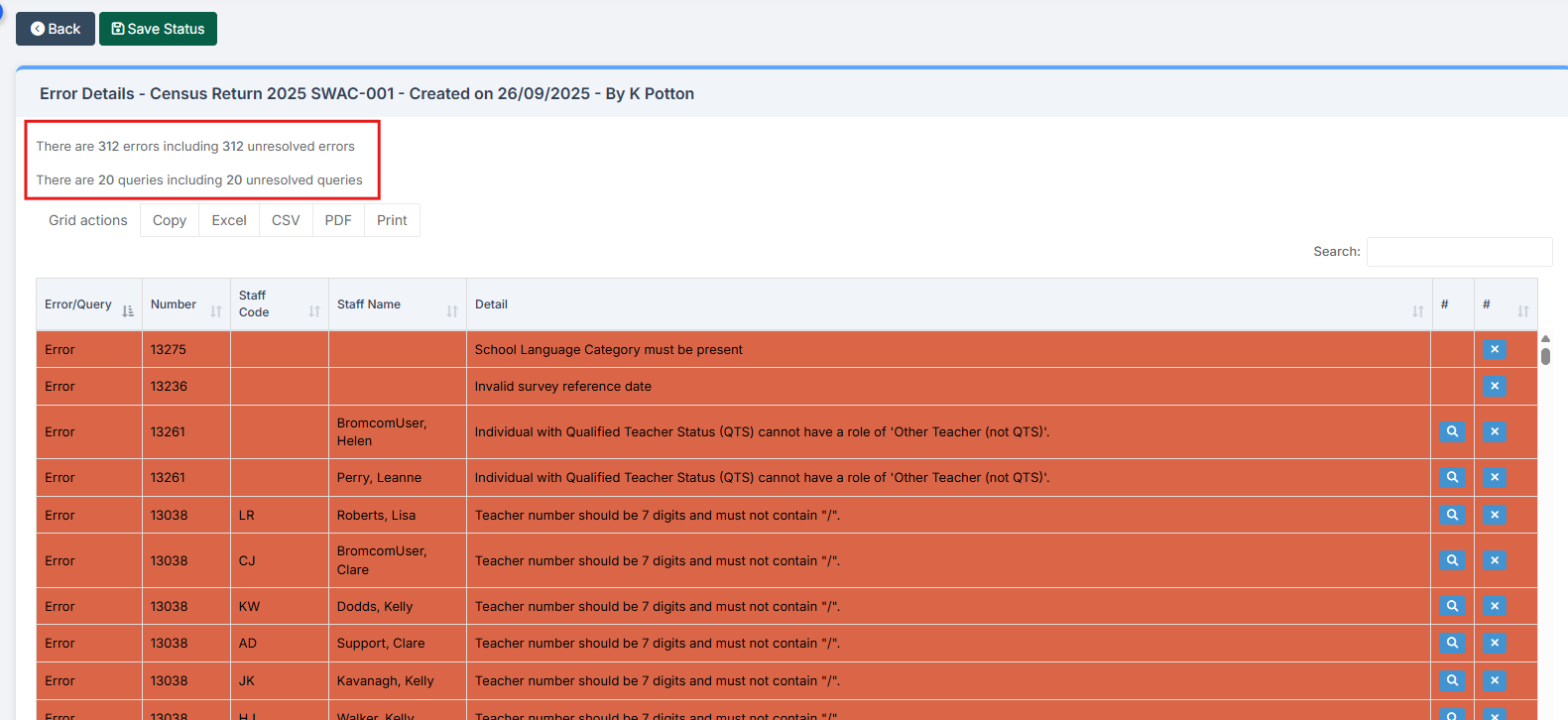 Wales School Workforce Annual Census (SWAC) Error Resolution Guide – Bromcom – Documentation Centre