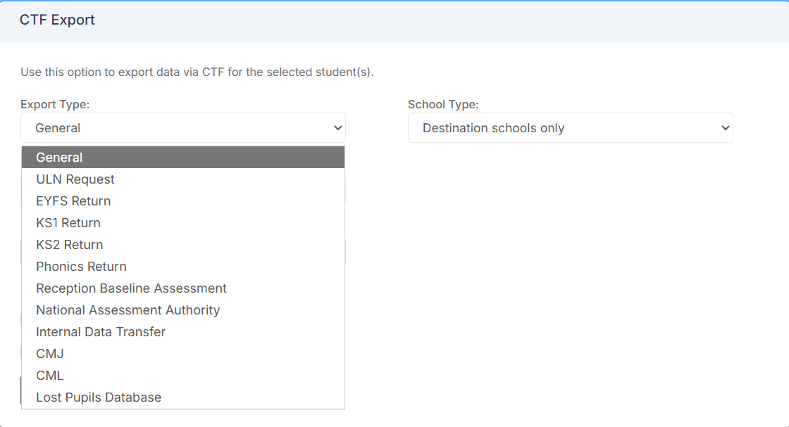 How to Export a CTF and CTF types – Bromcom – Documentation Centre