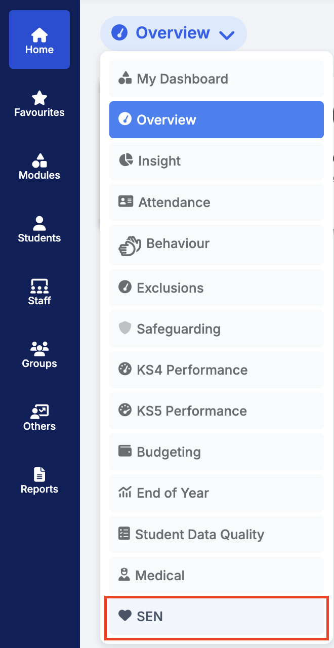How to use the SEN Dashboard – Bromcom – Documentation Centre