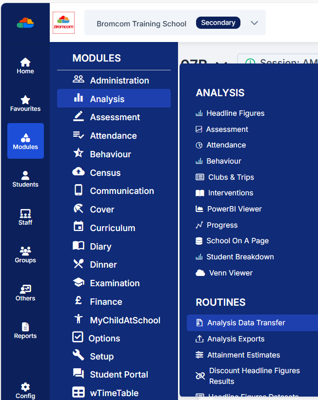 How to complete Analysis Data Transfer – Bromcom – Documentation Centre