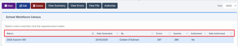 England 2025 School Workforce Census Error Resolutions Guide – Bromcom – Documentation Centre