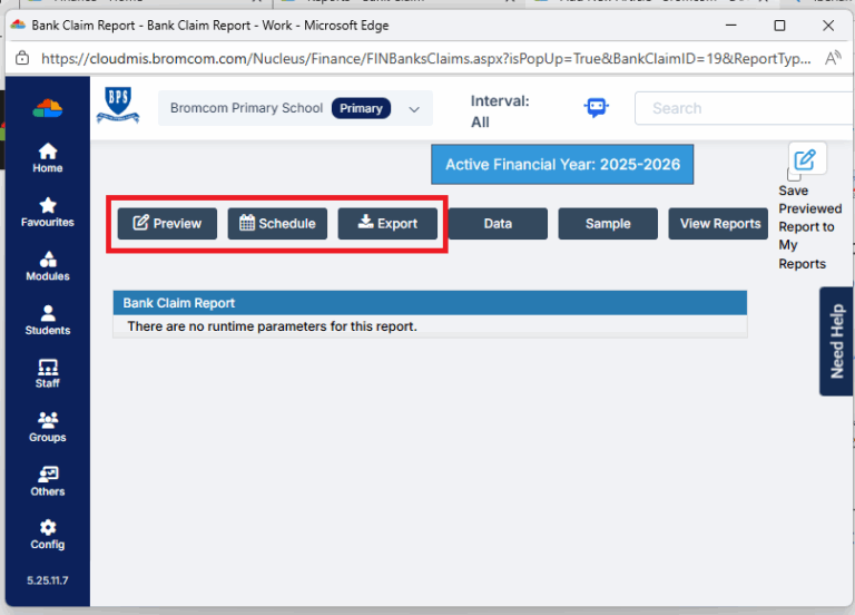 How to Use the Bank Claim Report – Bromcom – Documentation Centre