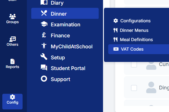 How to Create VAT Codes for Dinners – Bromcom – Documentation Centre